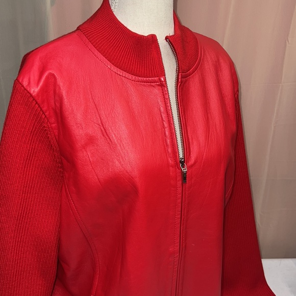 Pendleton | Jackets & Coats | Pendleton Red Leather Front Casual Sleek ...